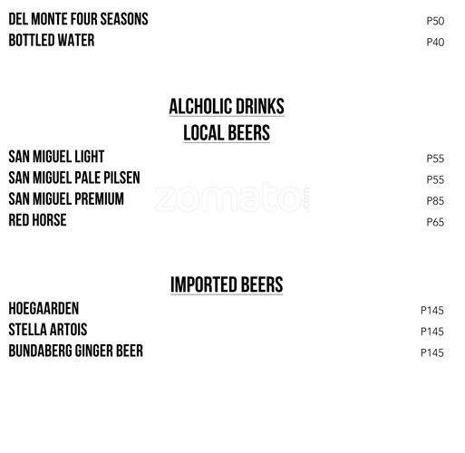 Menu at The Burgery restaurant, Parañaque, C