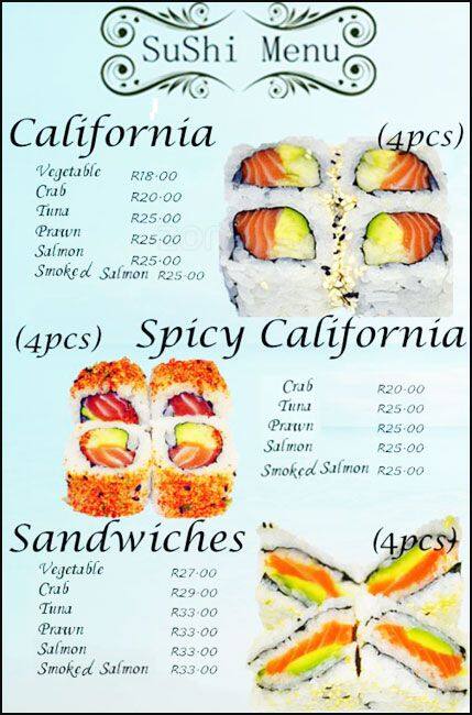 Menu at Food Works restaurant, Johannesburg