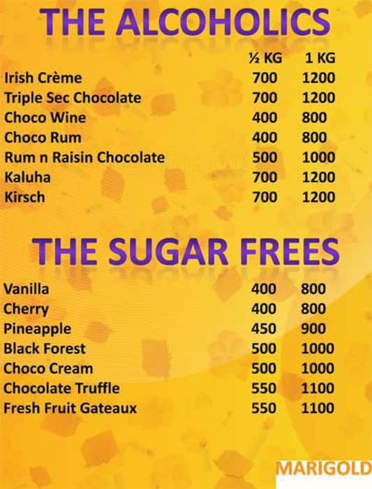 Menu at Marigold, Pune, Shop 14