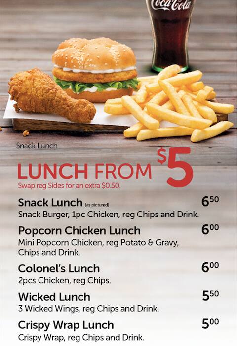 KFC Menu, Menu for KFC, Kawaha Point, Rotorua - Menumania/Zomato
