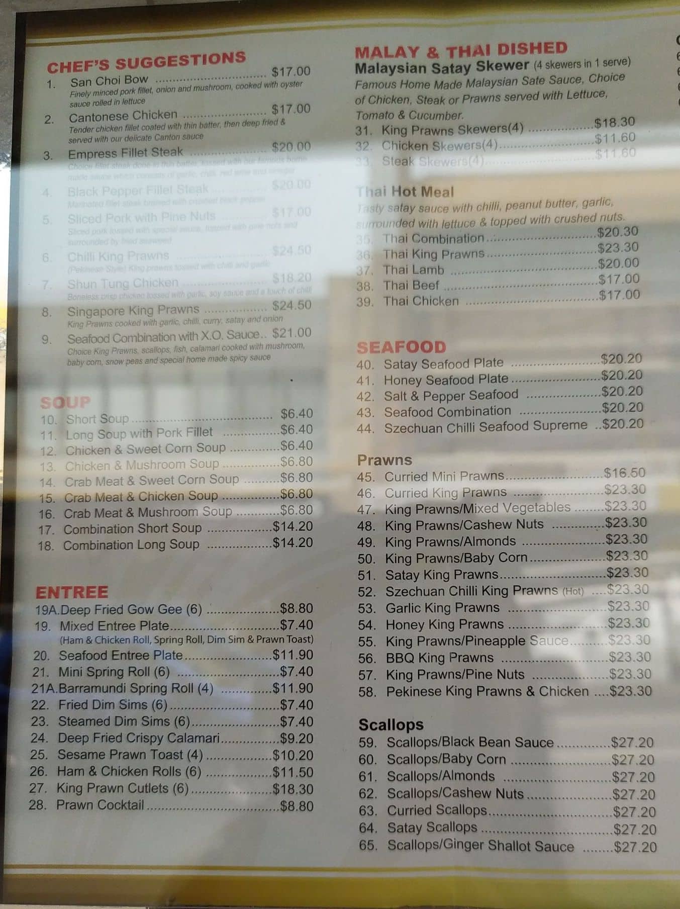 Menu at Happy Inn restaurant, Penrith