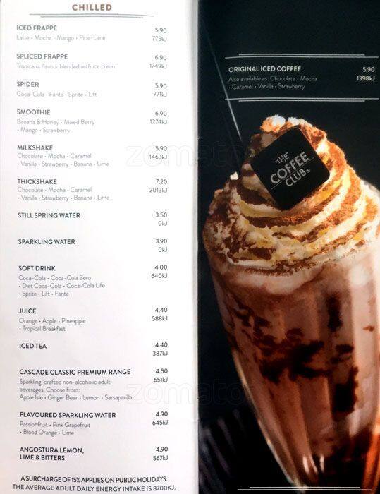 Menu at The Coffee Club Café - Surfers Paradise, Surfers Paradise, G05 ...