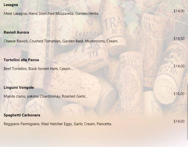 Menu at Marianna Ristorante pub & bar, Renton