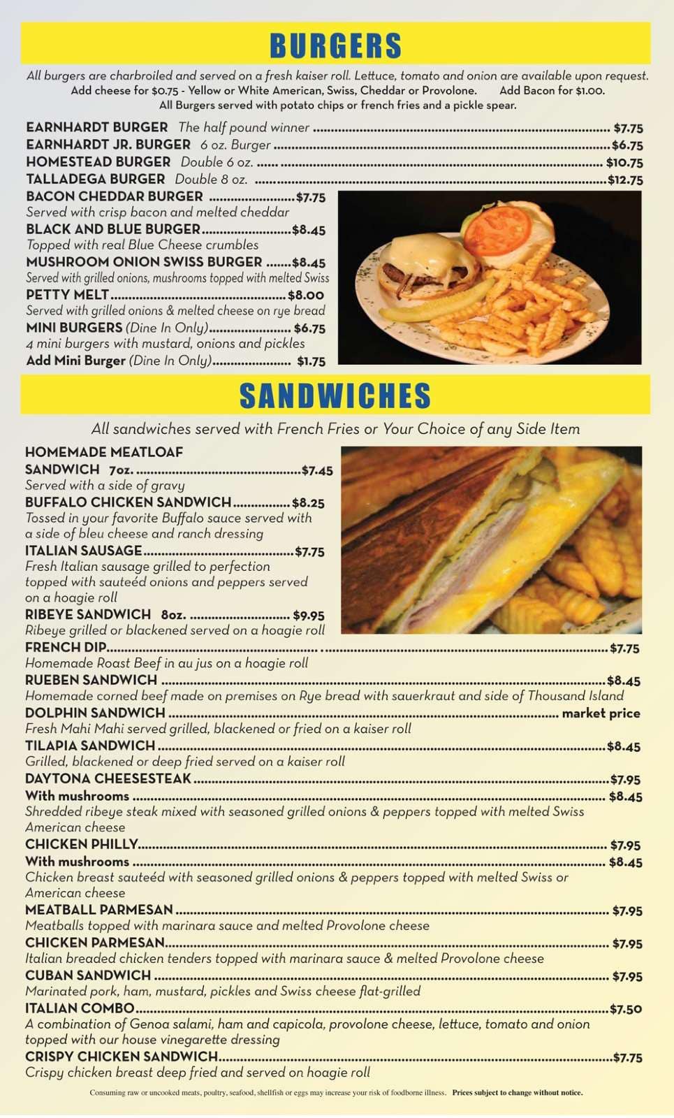 Menu at The Cage Bar and Grill, Hollywood