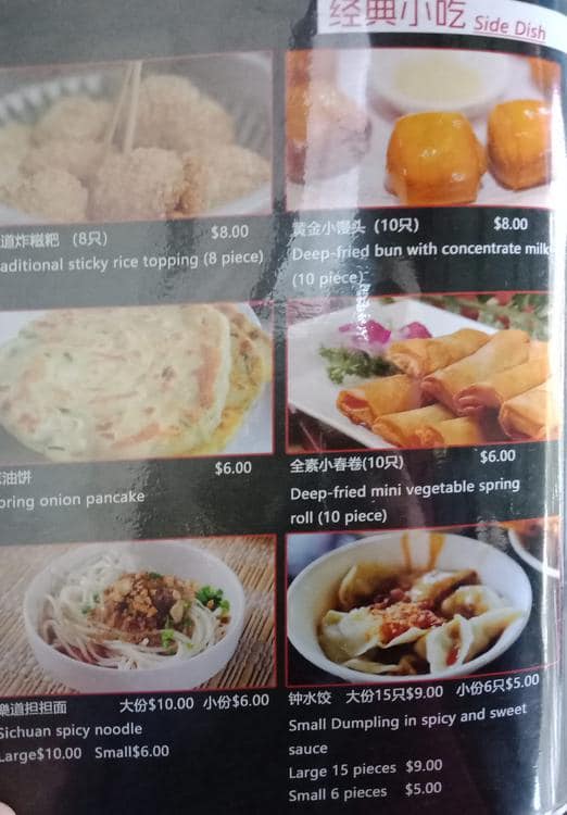 Menu at Yummy Dumpling House restaurant, Auckland