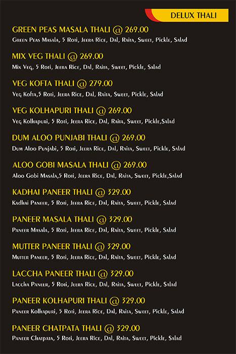 Menu at Taste Of Thali, Nagpur, Sanskrutik Sankul Complex