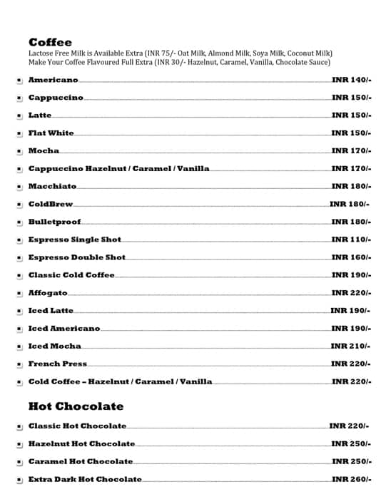 Menu of Chafa Cafe And Studio, Bavdhan, Pune