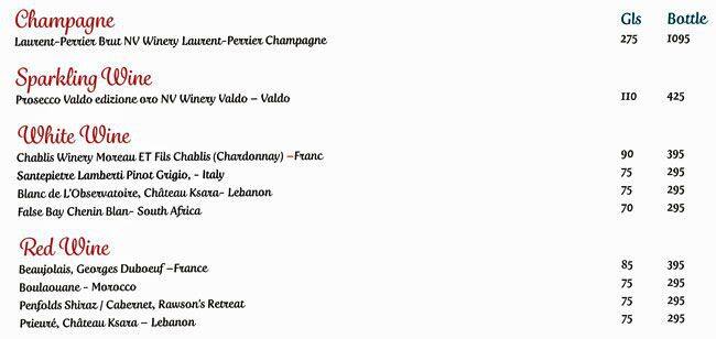 Menu at Lua Restaurant and Lounge at Sofitel Dubai Resort and Spa, Dubai