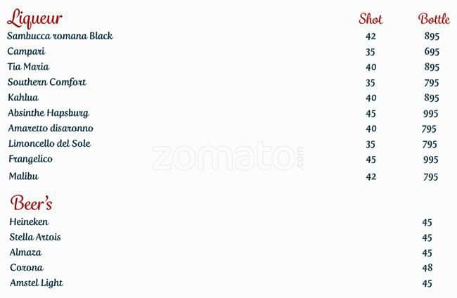 Menu at Lua Restaurant and Lounge at Sofitel Dubai Resort and Spa, Dubai