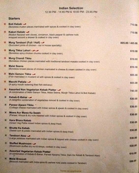 Menu at Bluu Bar and Lounge, Varanasi