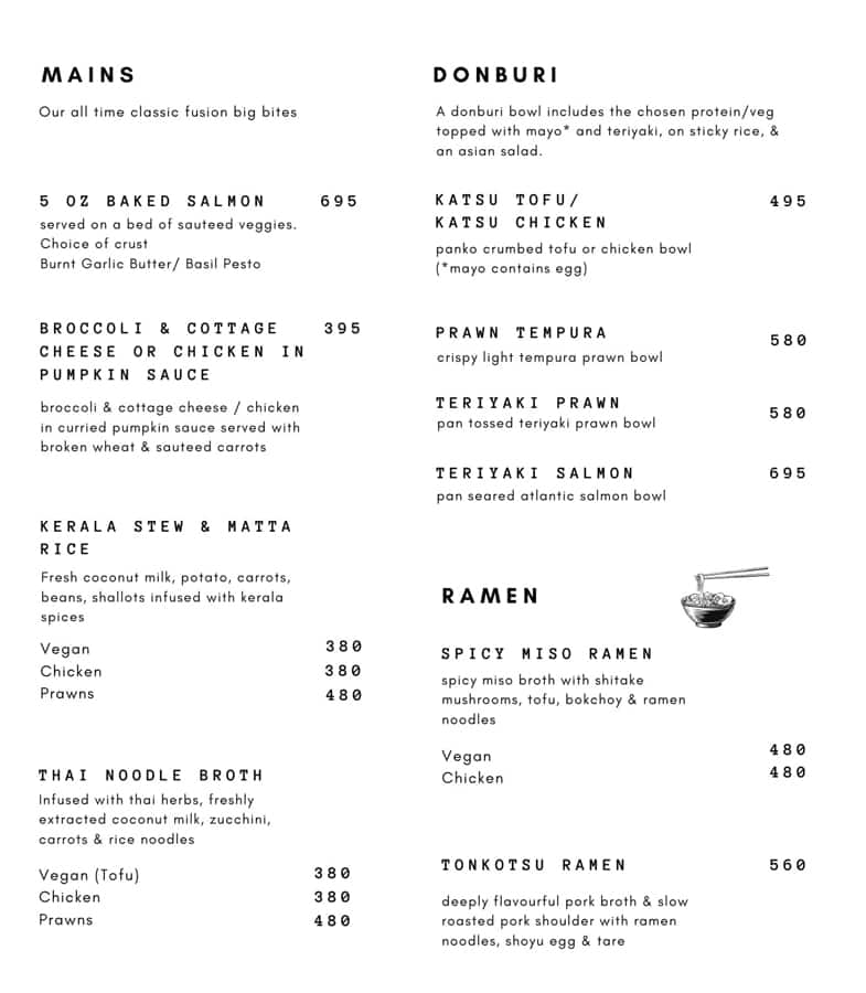 Menu of Tien, Model Colony, Pune