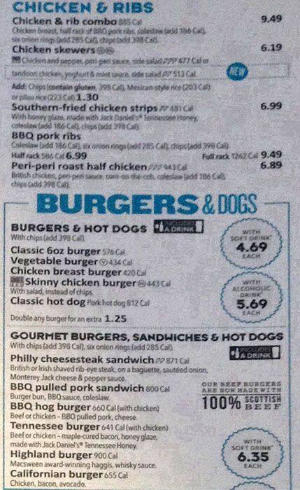 Menu at The Standing Order pub & bar, Edinburgh, 62-66 George St