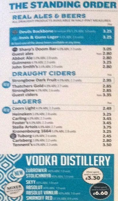 The White Lady (JD Wetherspoon) Menu - Zomato UK