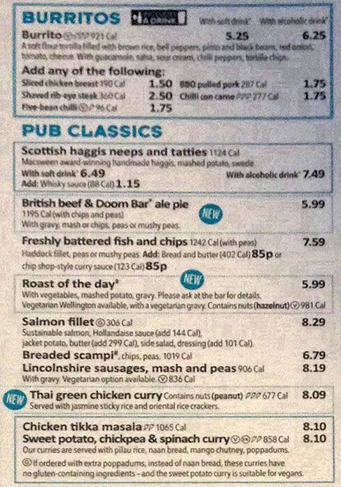 Menu at The Standing Order pub & bar, Edinburgh, 62-66 George St