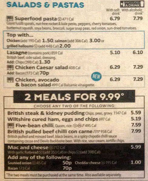 Menu at The Standing Order pub & bar, Edinburgh, 62-66 George St