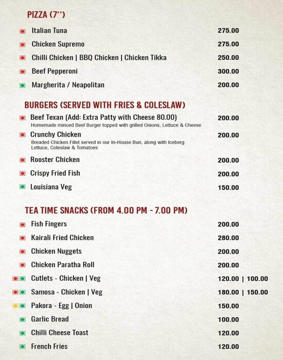 Menu at Cafe Canopy, Kochi