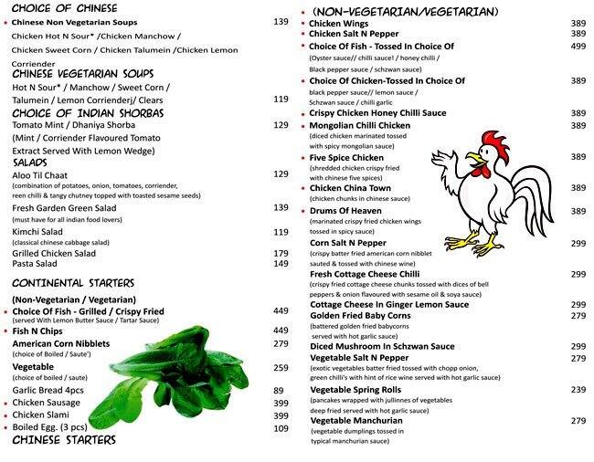 Menu at ROCK HOUSE, Panchkula, SCO. 387