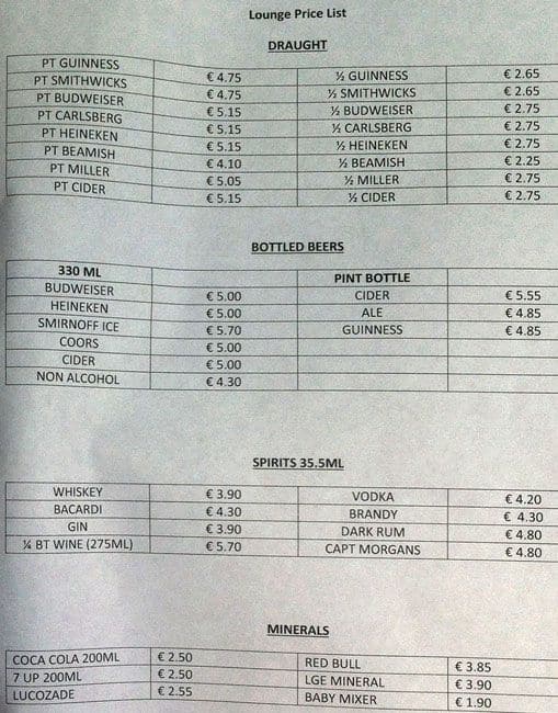 Menu at The Silver Granite pub & bar, Dublin, Kennelsfort Rd Upper