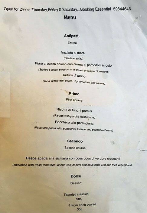 Menu at The Sisters Kitchen Garden Cafe, Sorrento