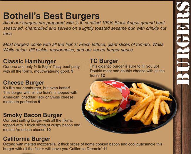 Menu at Thrasher's Corner Pub, Bothell