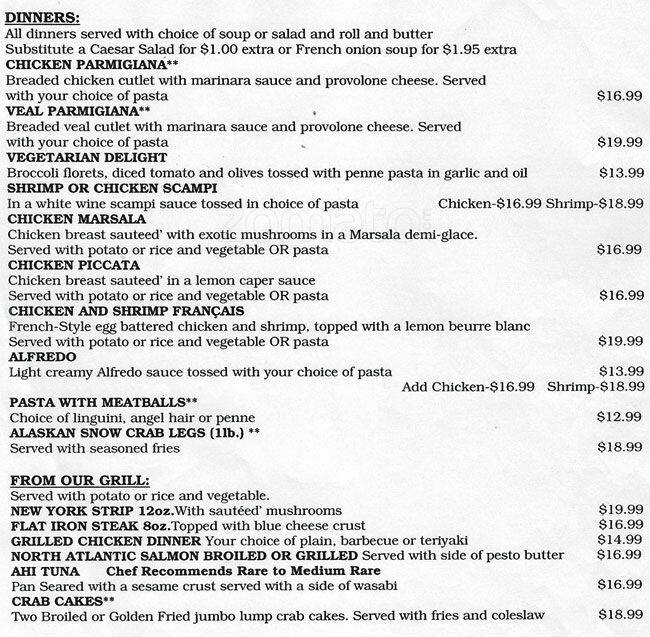 Menu at Capone's pub & bar, Norristown