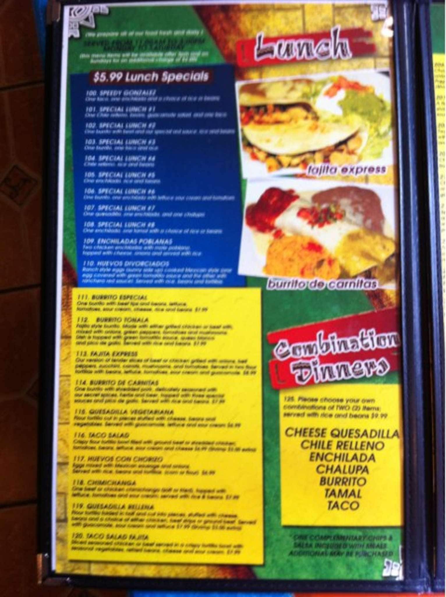 Menu at La Tonalteca restaurant, Scranton, 46 Viewmont Mall