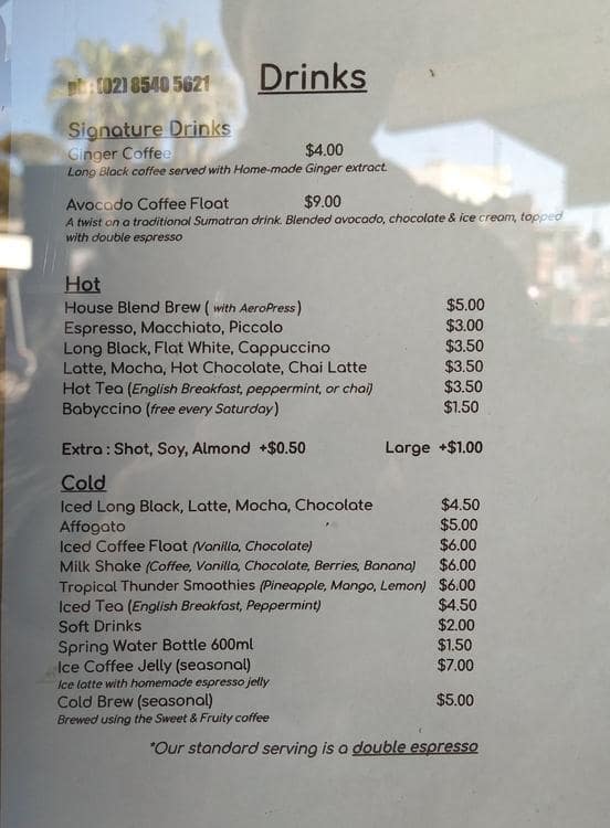 Menu at Three Arrows Coffee cafe, Petersham, Shop 4 89-97 New Canterbury Rd
