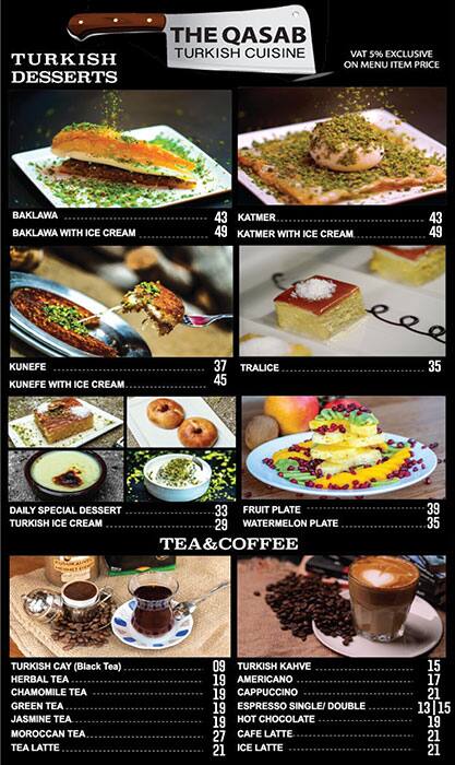 Menu at The Qasab Restaurant / The Pointe Palm Jumeria, Dubai