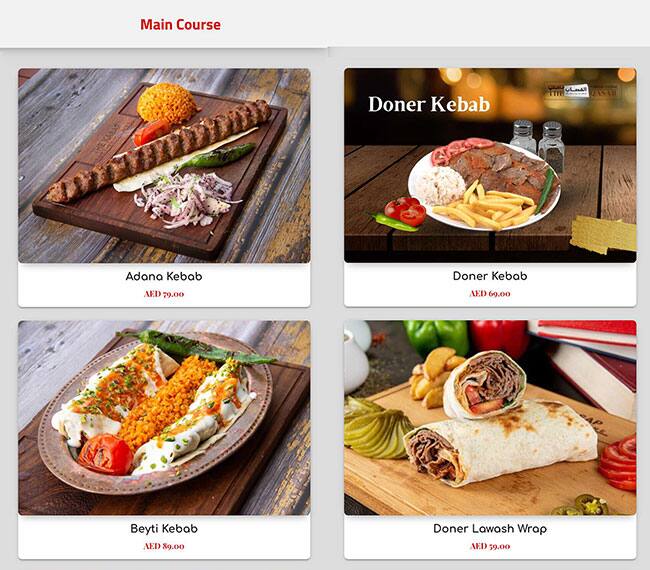 Carta del restaurante The Qasab, Dubai