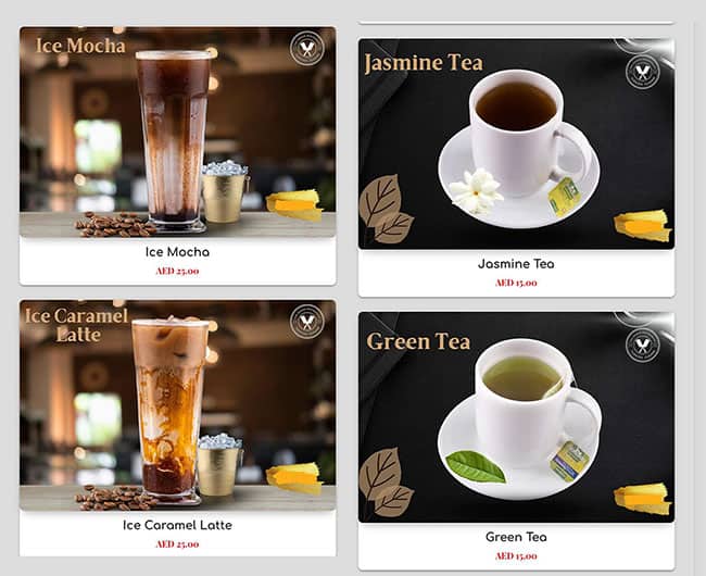 Menu at The Qasab restaurant, Dubai