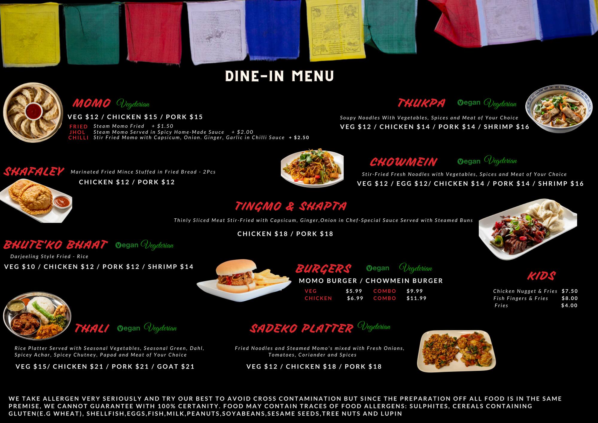 Menu at Momo Junction restaurant, Auckland