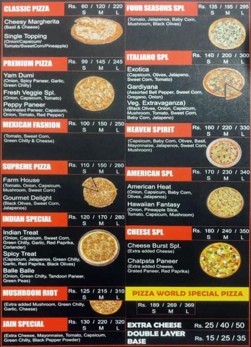 Pizza world menu store