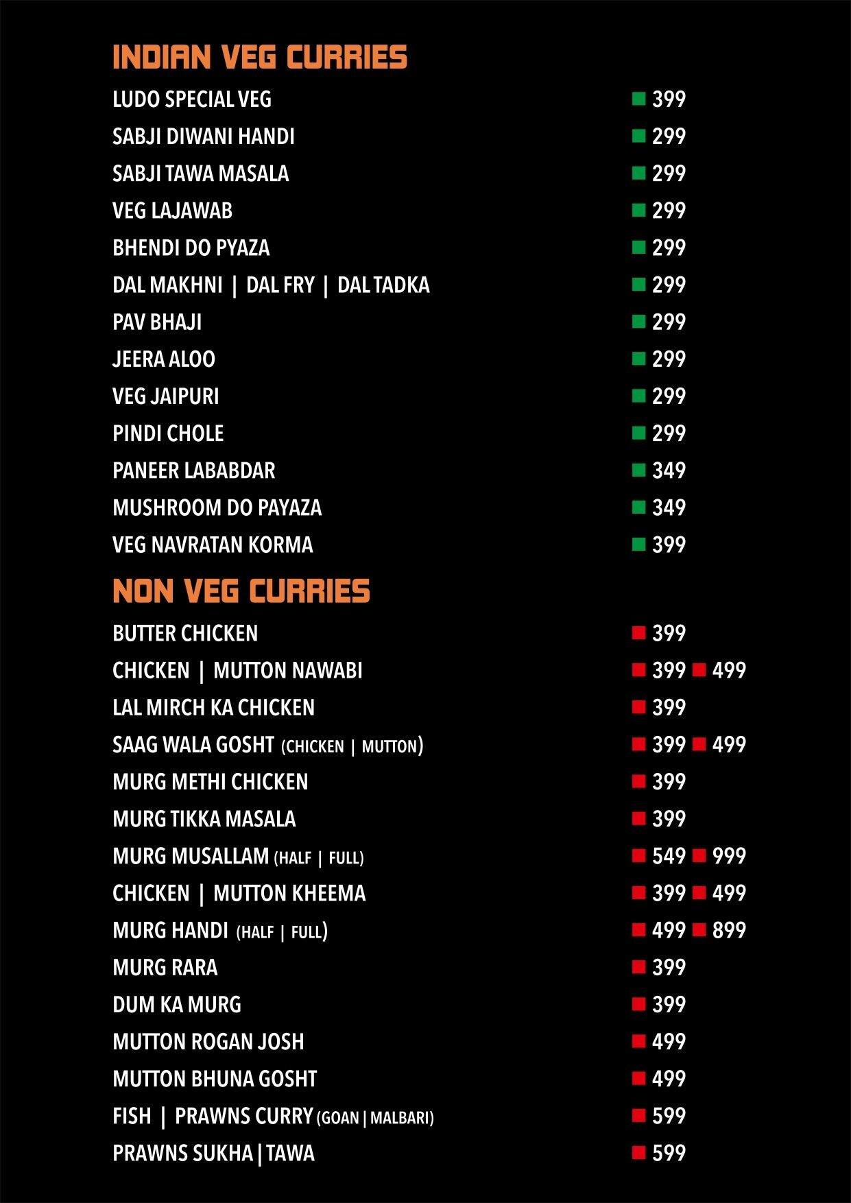 Menu at Ludo Kitchen & Lounge Best Live Music & Lounge Bar in Mira Road ...