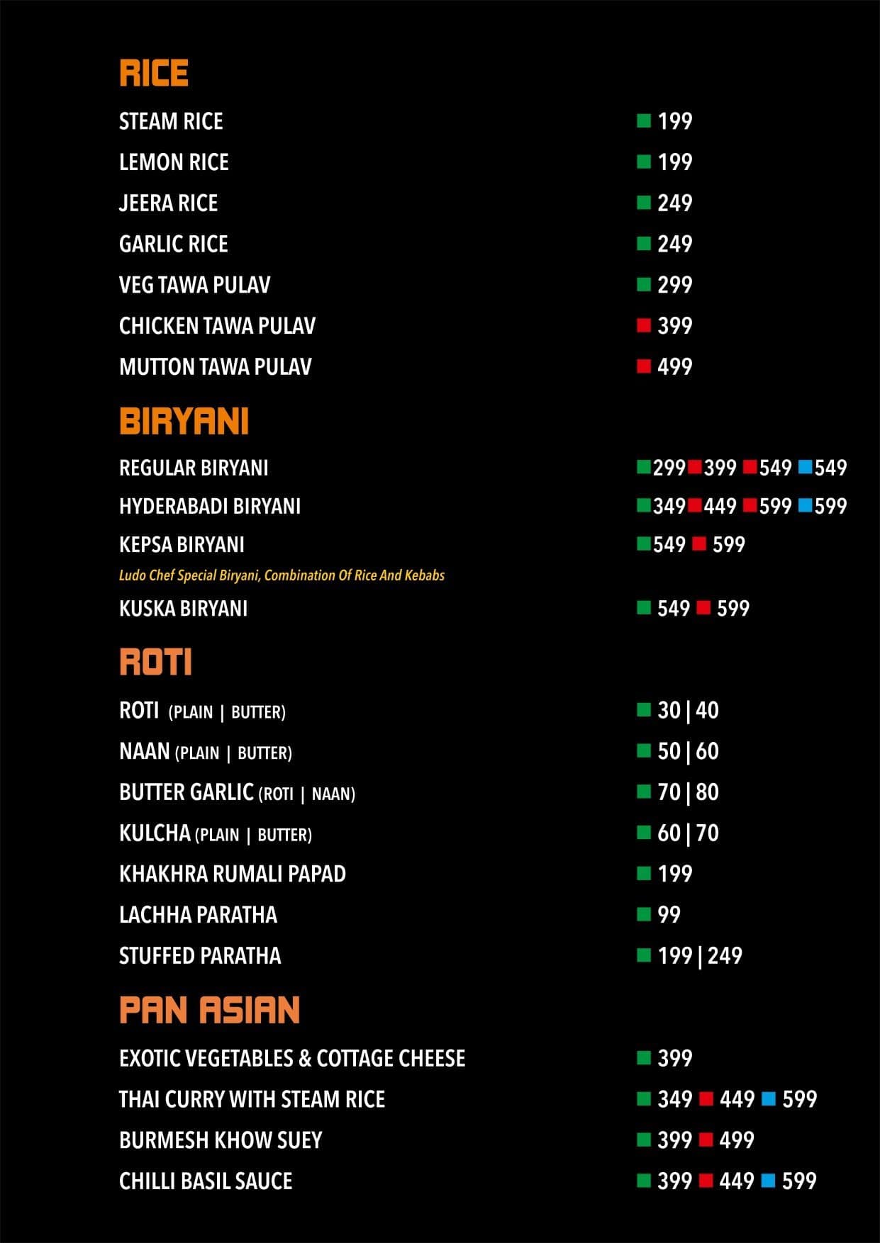 Menu at Ludo Kitchen & Lounge Best Live Music & Lounge Bar in Mira Road ...