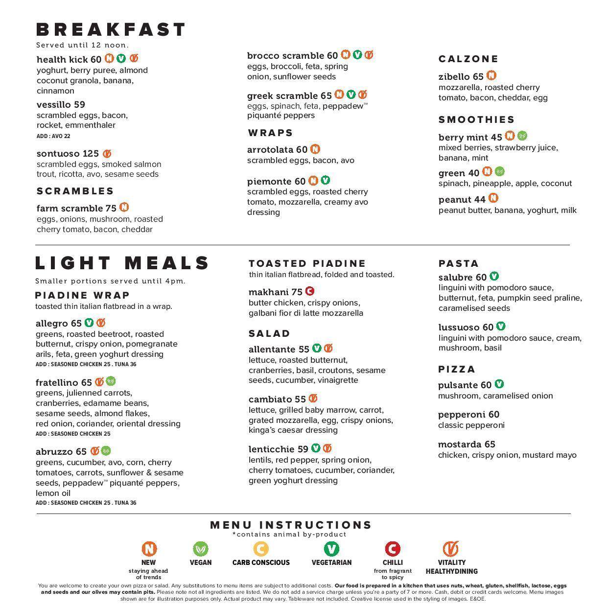 Menu at Col'Cacchio - Gateway restaurant, Umhlanga, Shop G320