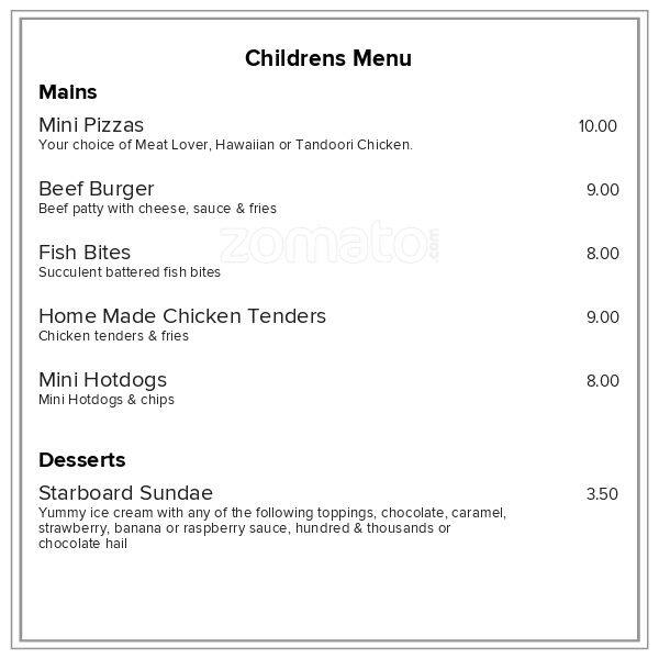Menu at Galleon restaurant, Oamaru