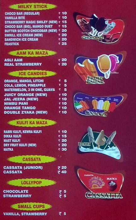 Menu of Lotus Ice Cream, Chandigarh Industrial Area, Chandigarh