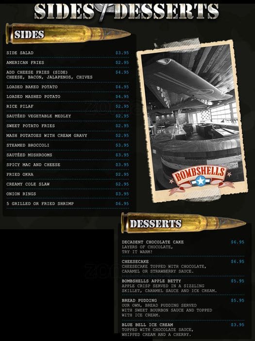 Menu at Bombshells pub & bar, Webster, 803 E Nasa rd 1