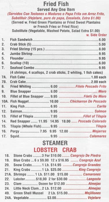 Menu at Kai Fish Market restaurant, New York City