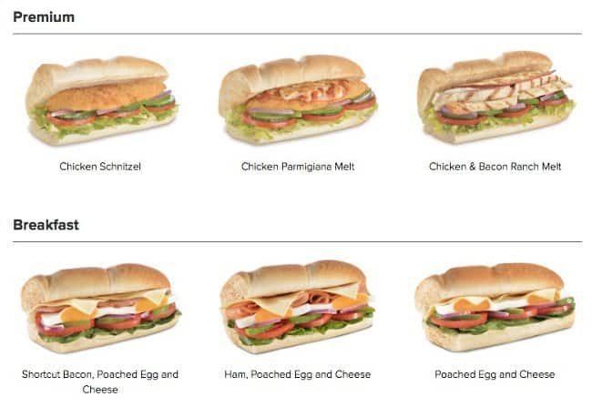 Carta de comida rápida Subway, Salisbury, 106-110 Salisbury Hwy