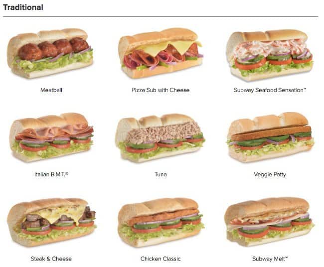 Carta de comida rápida Subway, Salisbury, 106-110 Salisbury Hwy