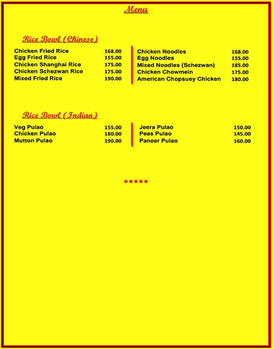 Menu at Royal Choice Restaurant, Salem