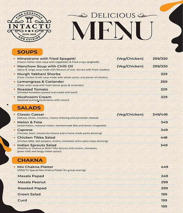 Menu of Intactu, Hinjawadi, Pune