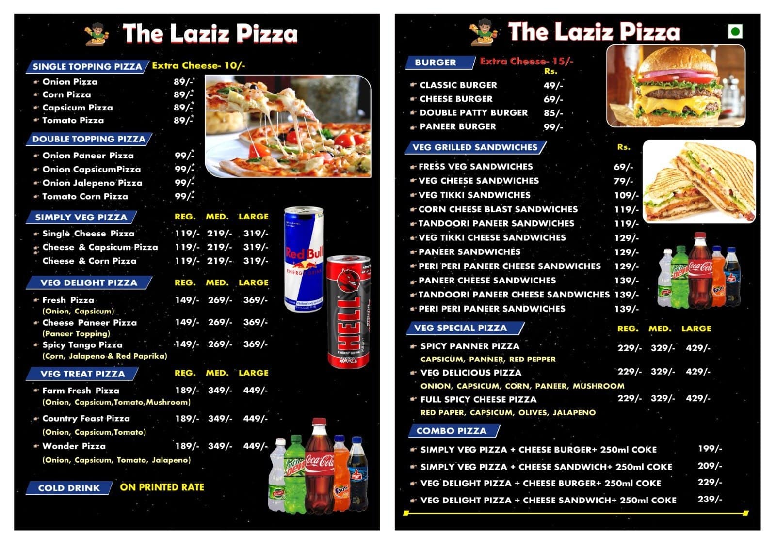 Menu of The Laziz Pizza, Sector 63, Noida