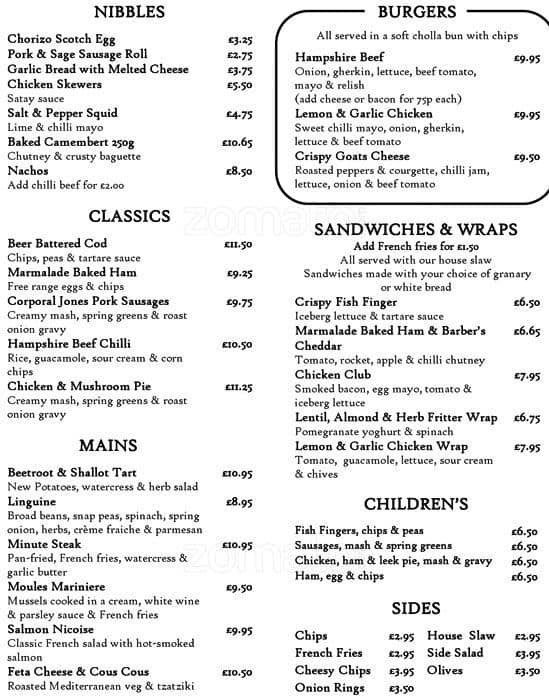 Menu at The Mad Bishop & Bear, Paddington pub & bar, London