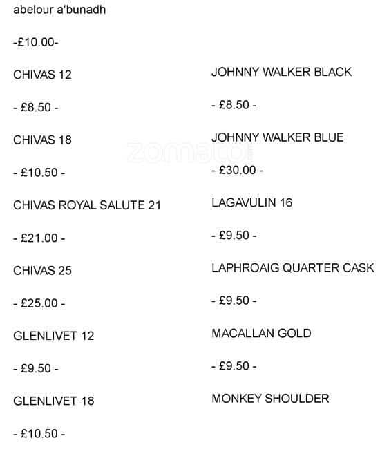 Carta de Opium Cocktail Bar - Soho, Londres, 15-16 Gerrard St