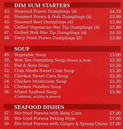 Menu at Welcome Inn, 49 High Street - Restaurant prices