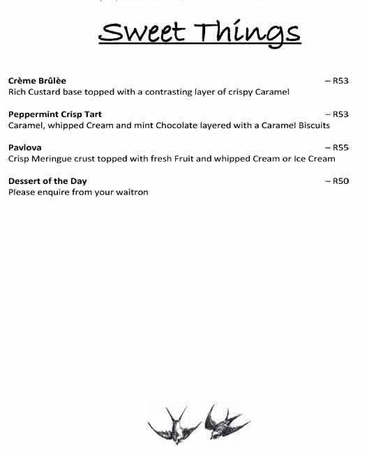 Menu at Rabbit Hole Hotel & Restaurant, Krugersdorp