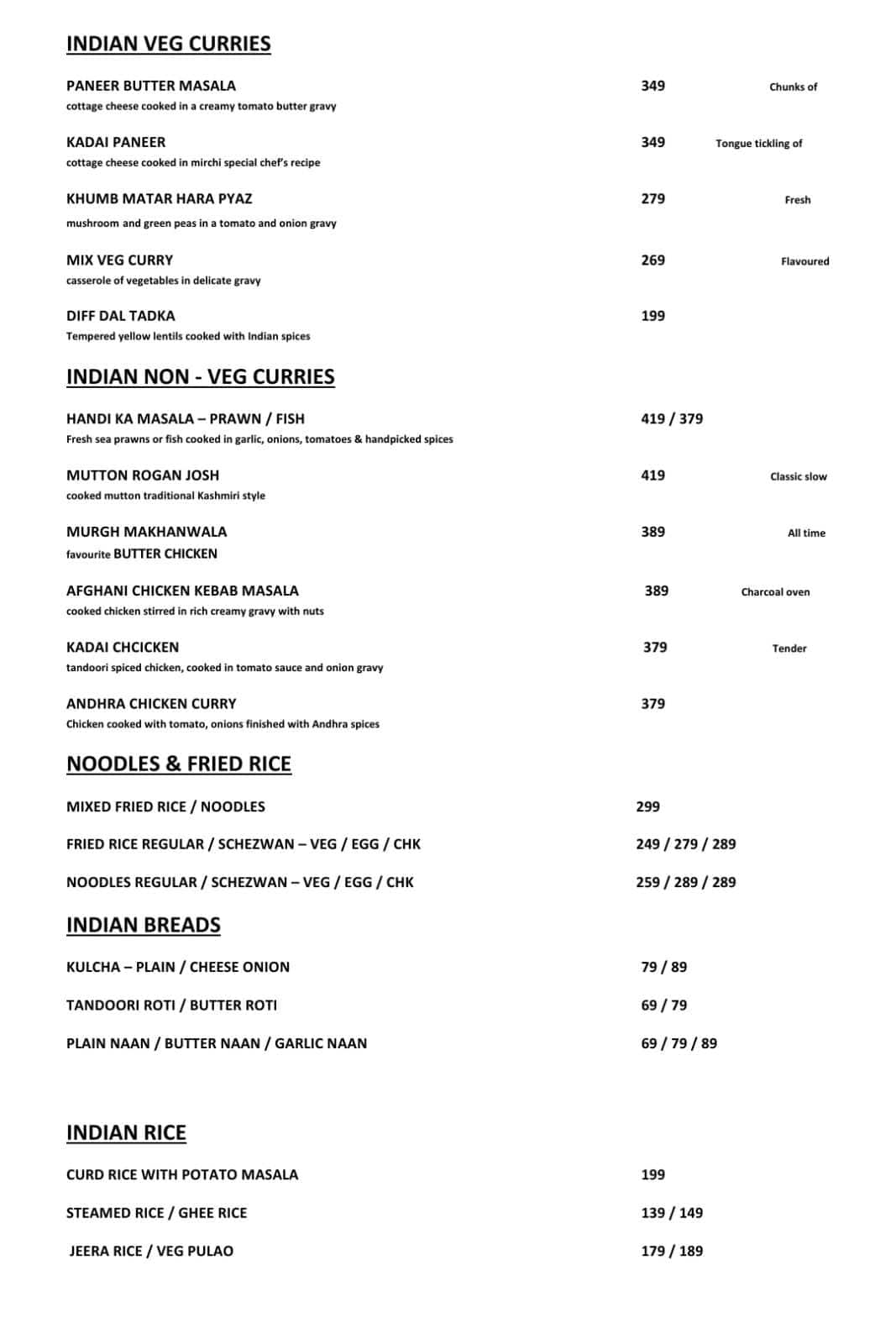 Menu of Diff 42 - Resto Lounge, Velachery, Chennai