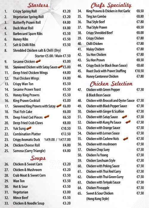 Menu at The Leaf restaurant, Dublin